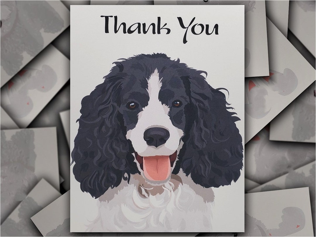 Springer Spaniel Thank You Card, Springer Spaniel Black Dog Gift Card ...
