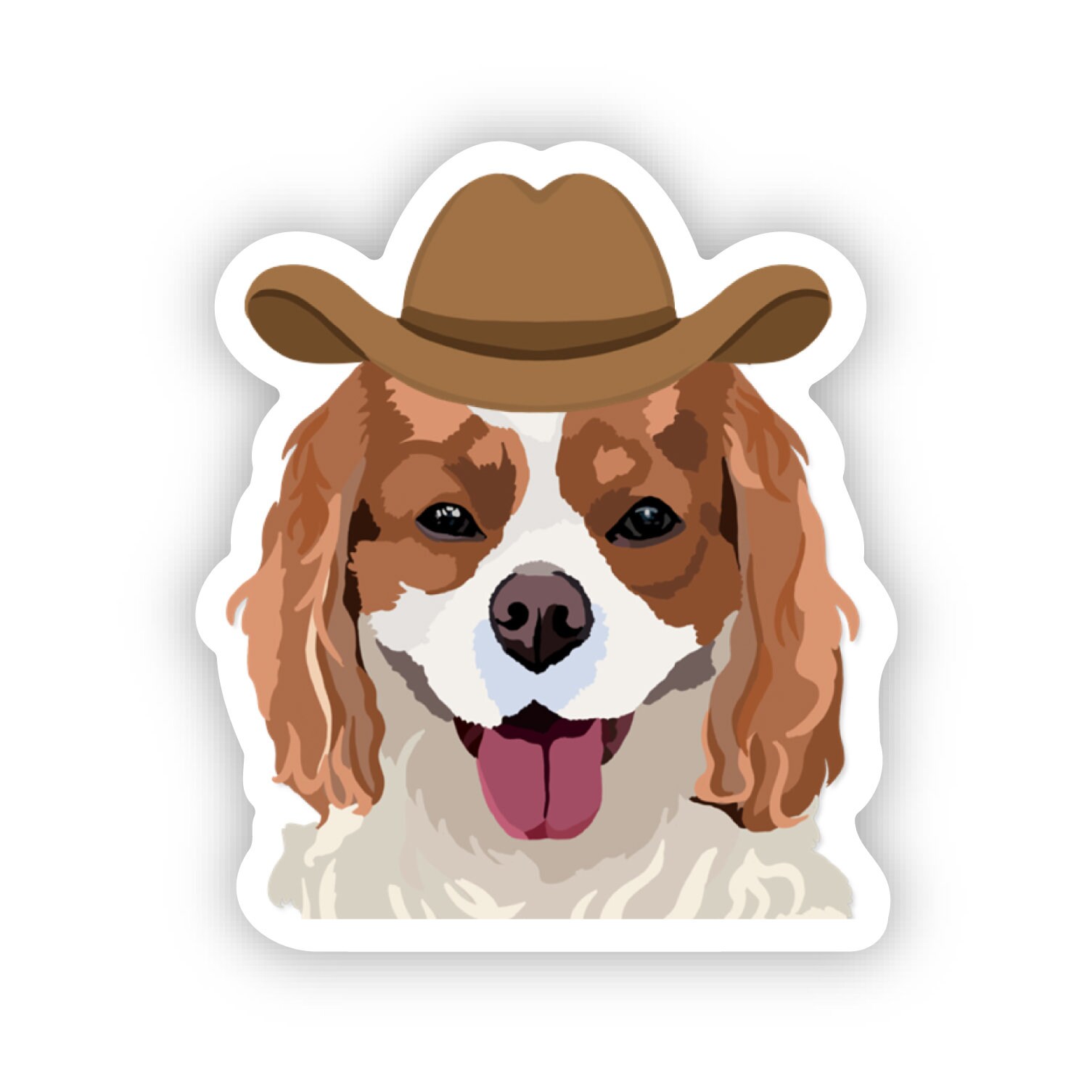 Cowboy Cowgirl Cavalier King Charles Spaniel Sticker, Die Cut Vinyl ...