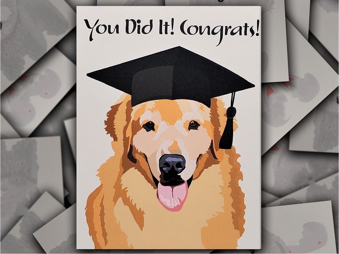 Golden Retriever Congrats on Graduation Card, Golden Retriever Dog Gift ...