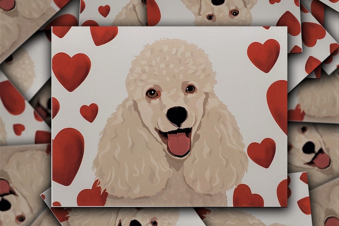 White Poodle Love Valentine Anniversary Card Single Card - Etsy