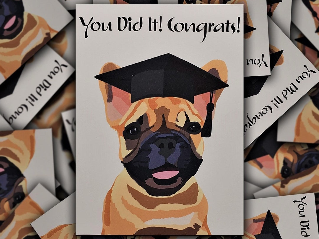 French Bulldog Congrats on Graduation Card Tan Black Frenchie - Etsy