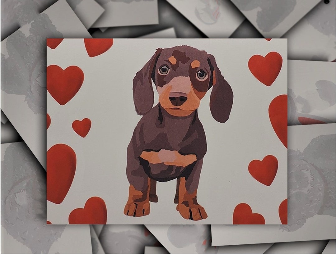 Dachshund Love Valentine Anniversary Card, Brown Doxie Dachshund Hot ...