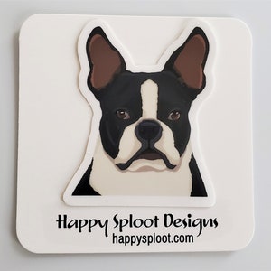 Black Boston Terrier Dog Sticker, Die Cut Vinyl, Water Bottle, Laptop ...