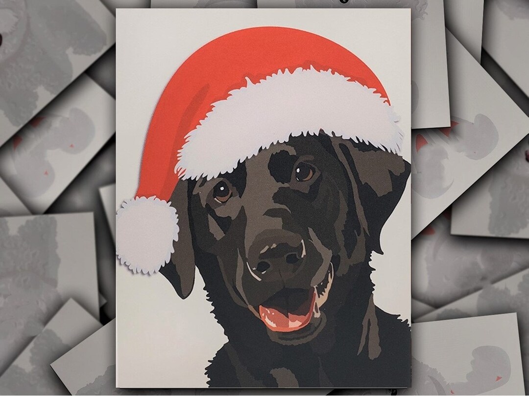 Black Labrador Santa Card, Black Labrador Retriever Christmas Card ...
