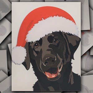 Black Labrador Santa Card, Black Labrador Retriever Christmas Card ...