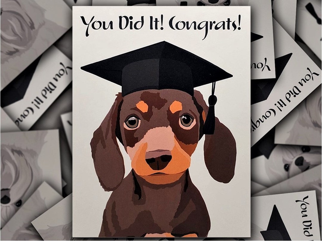 Dachshund Congrats on Graduation Card Doxie Dachshund Hot Dog - Etsy