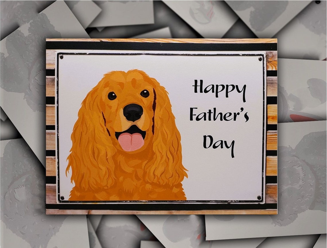 Cocker Spaniel Father's Day Card, Cocker Spaniel Golden Dog Dad Gift ...