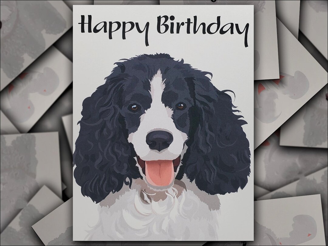 Springer Spaniel Birthday Card, Springer Spaniel Black Dog Gift Card ...