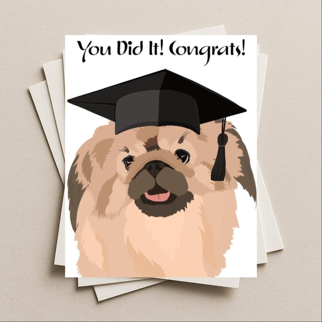 Pekingese Congrats on Graduation Card, Pekingese Dog Gift Card, Peke ...
