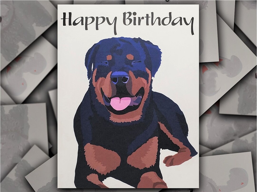 Rottweiler Birthday Card, Rottweiler Dog Gift Card, Rottie Puppy Dog ...