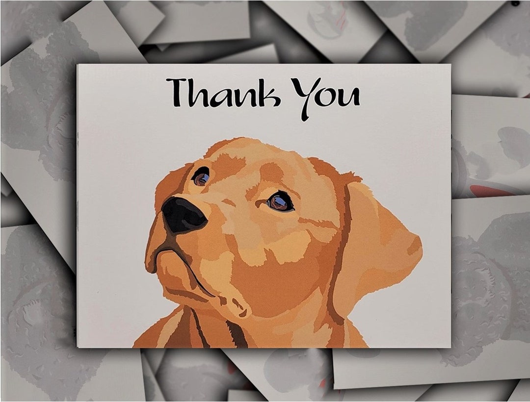 Yellow Labrador Thank You Card, Single Card, Yellow Labrador Dog Thank ...