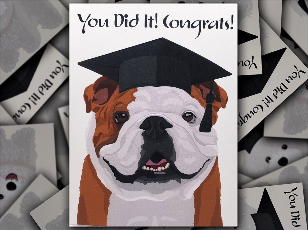 English Bulldog Congrats on Graduation Card English Bulldog - Etsy