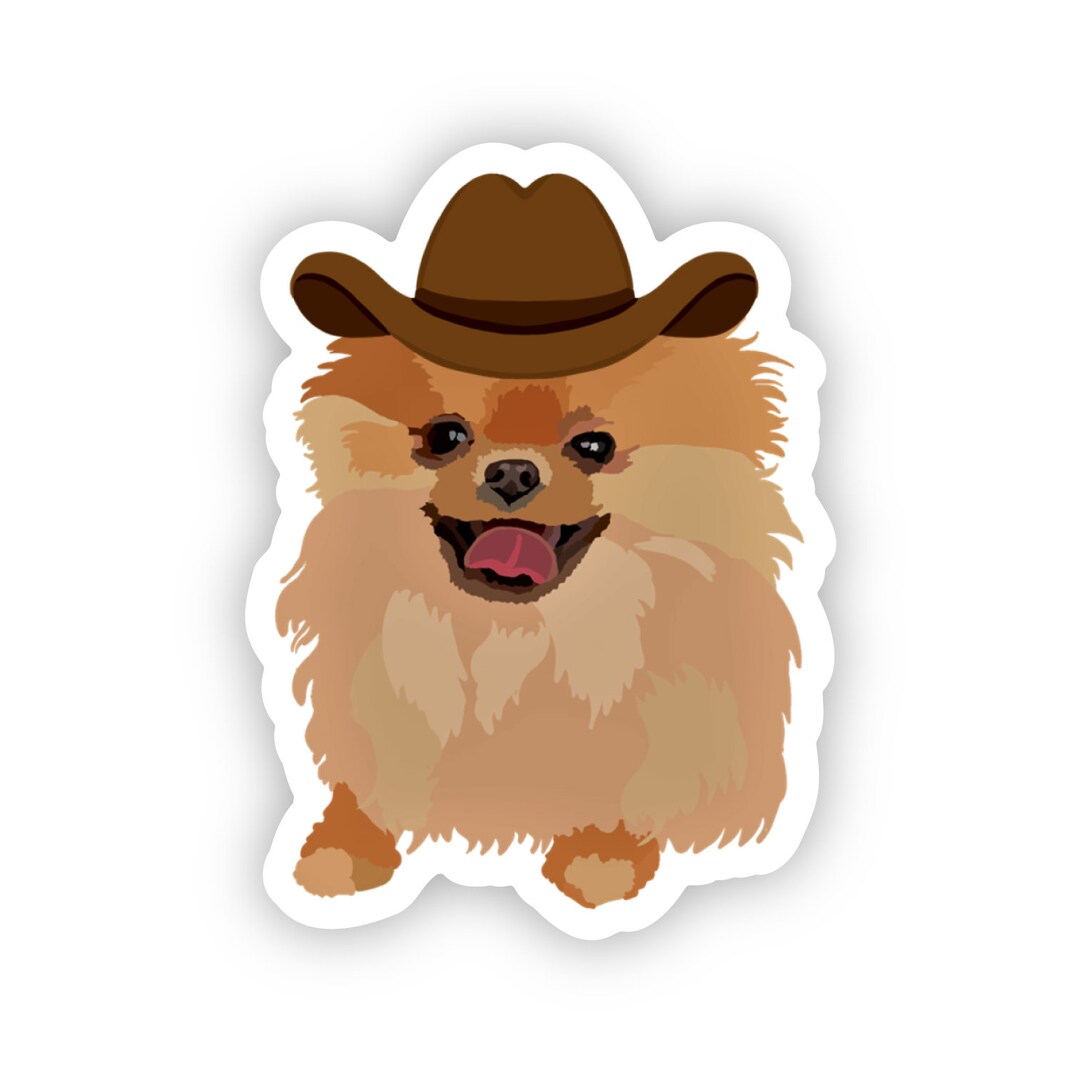 Cowboy Cowgirl Pomeranian Orange Dog Sticker, Die Cut Vinyl, Water ...