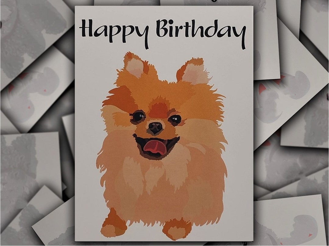 Pomeranian Birthday Card, Pomeranian Dog Gift Card, Pom Pommie Puppy ...