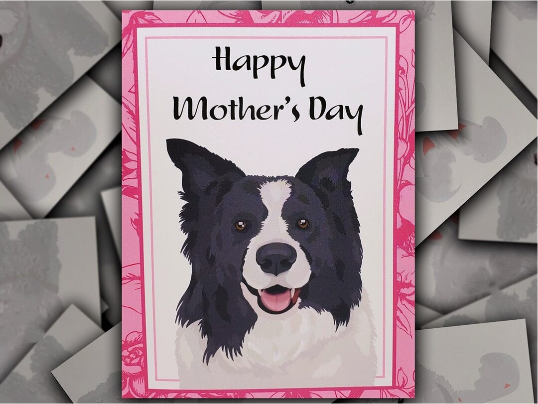 Border Collie Mother's Day Card, Border Collie Dog Gift Card, Puppy ...