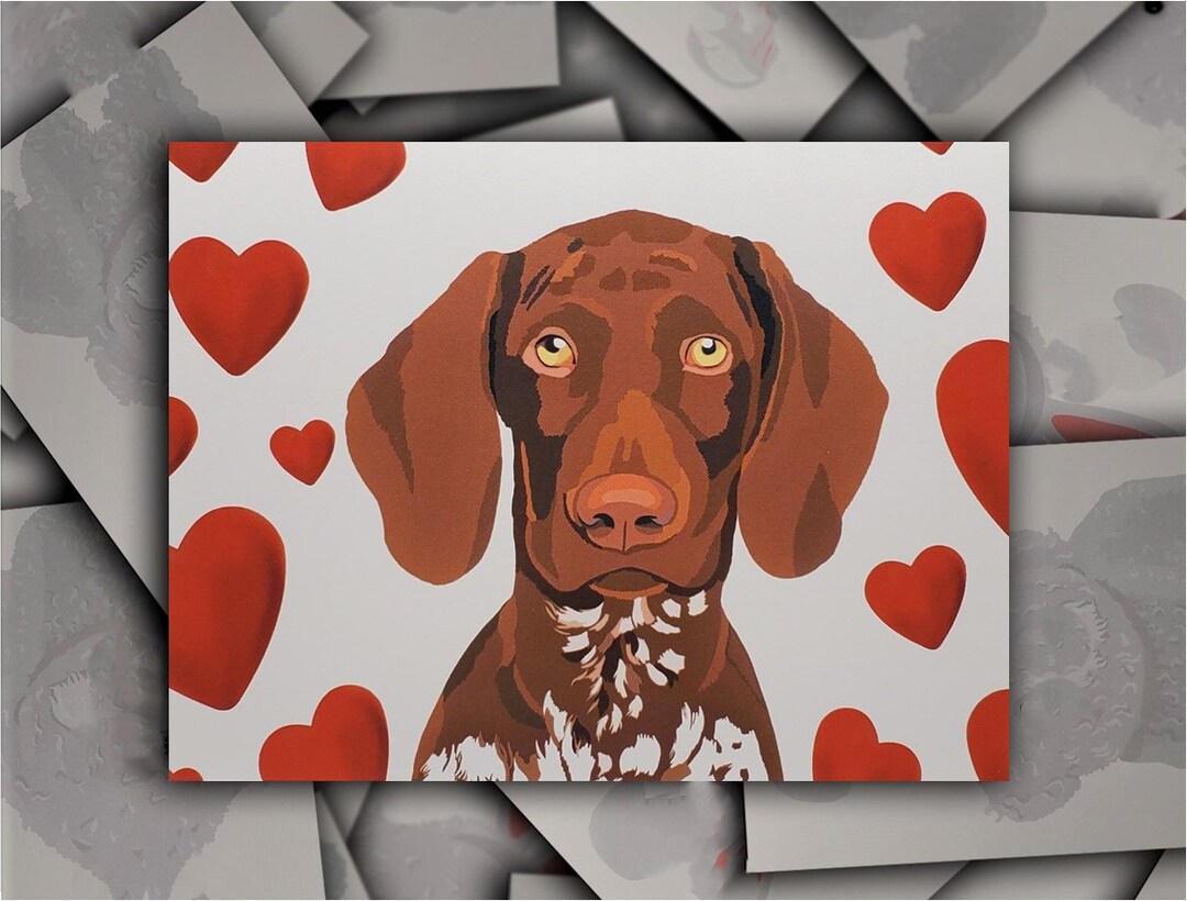Brown GSP German Shorthaired Pointer Love Valentine Anniversary Card ...