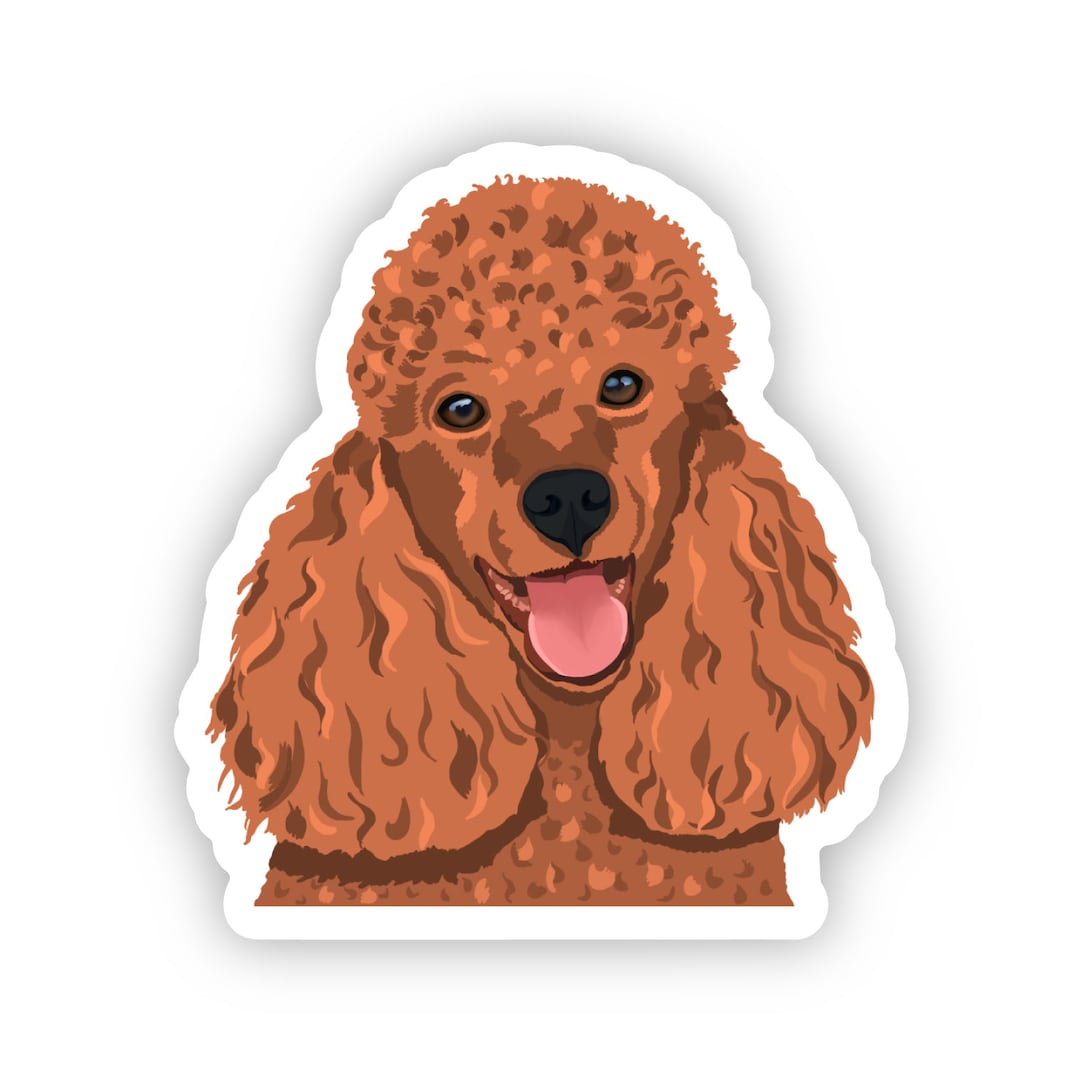 Red Poodle Dog Sticker, Die Cut Vinyl, Water Bottle, Laptop, Phone Case ...