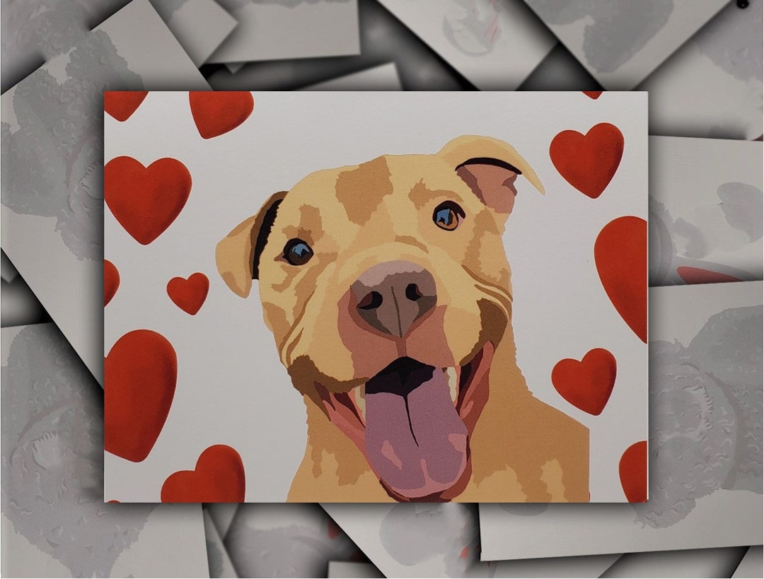 Pit Bull Terrier Love Valentine Anniversary Card, Tan Pit Bull Dog Gift ...