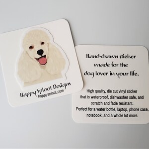 White Poodle Dog Sticker, Die Cut Vinyl, Water Bottle, Laptop, Phone ...