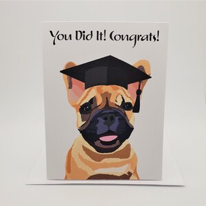 French Bulldog Congrats on Graduation Card, Tan Black Frenchie Dog Gift ...