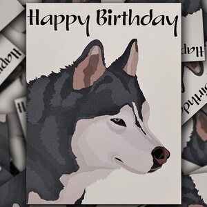 Siberian Husky Birthday Card Single Card Siberian Husky Dog - Etsy