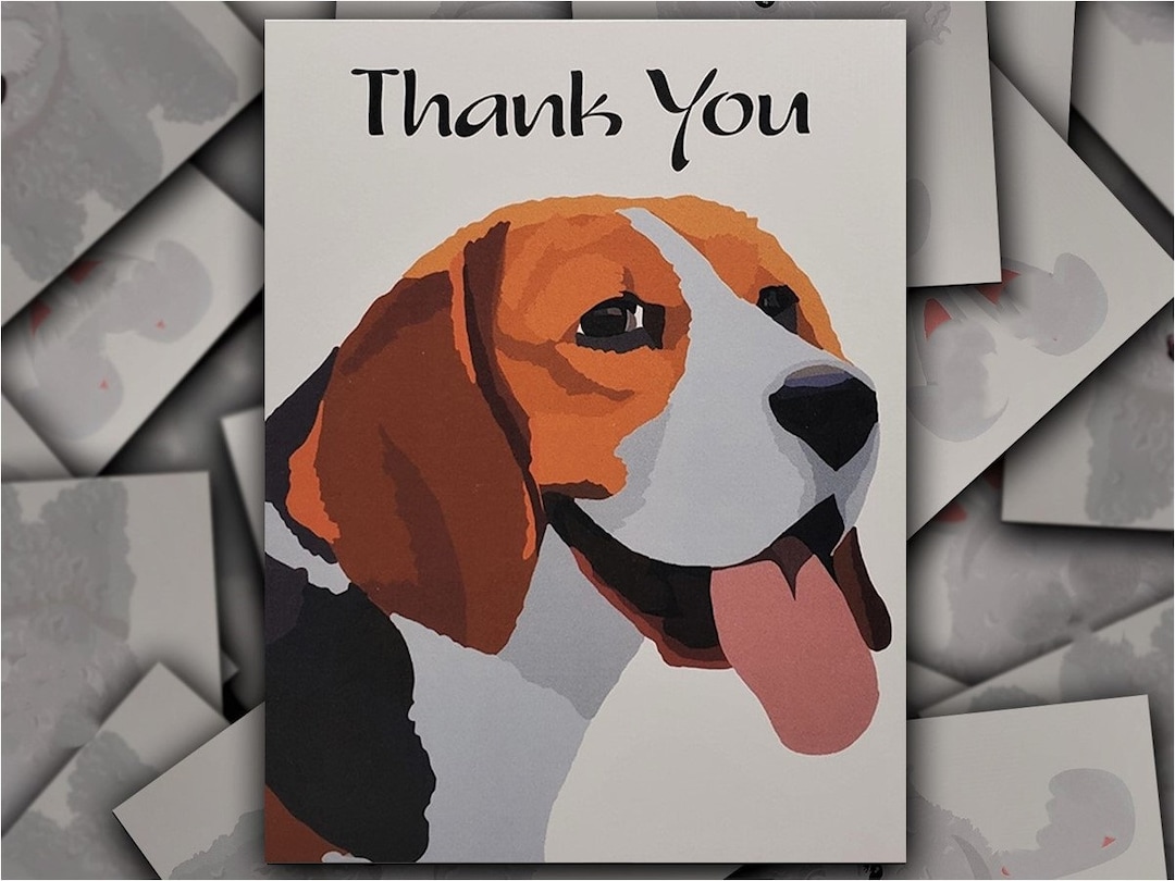 Beagle Thank You Card, Single Card, Beagle Dog Thank You Gift Card ...