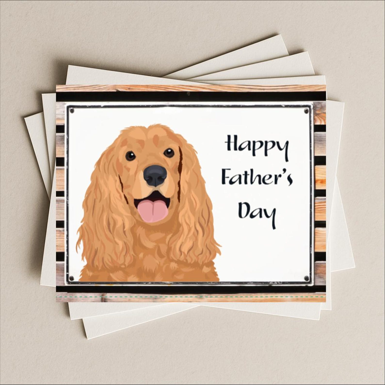 Cocker Spaniel Father's Day Card, Cocker Spaniel Golden Dog Dad Gift ...