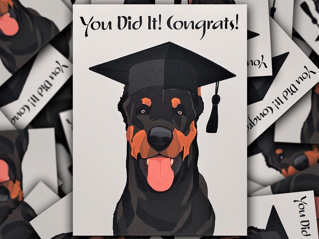 Doberman Pinscher Congrats on Graduation Card Doberman Dog - Etsy