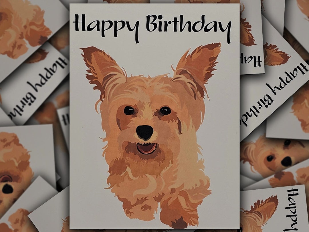 Yorkshire Terrier Birthday Card Yorkie Terrier Dog Gift Card - Etsy