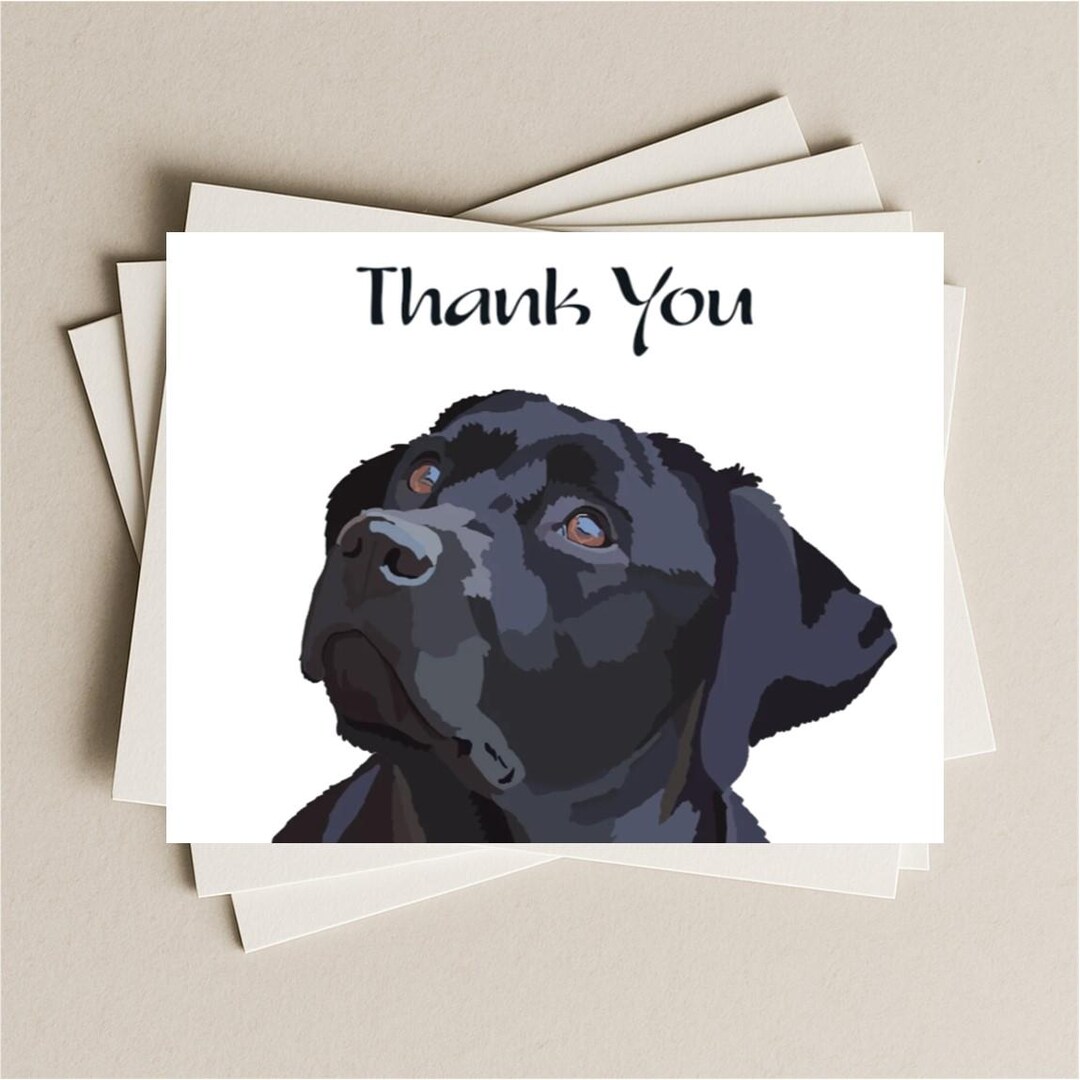 Black Labrador Thank You Card, Black Labrador Retriever Dog Gift Card ...