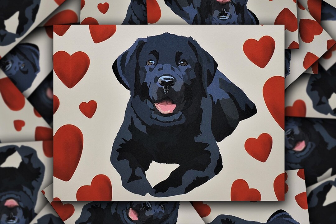 Black Labrador Love Valentine Anniversary Card Single Card - Etsy