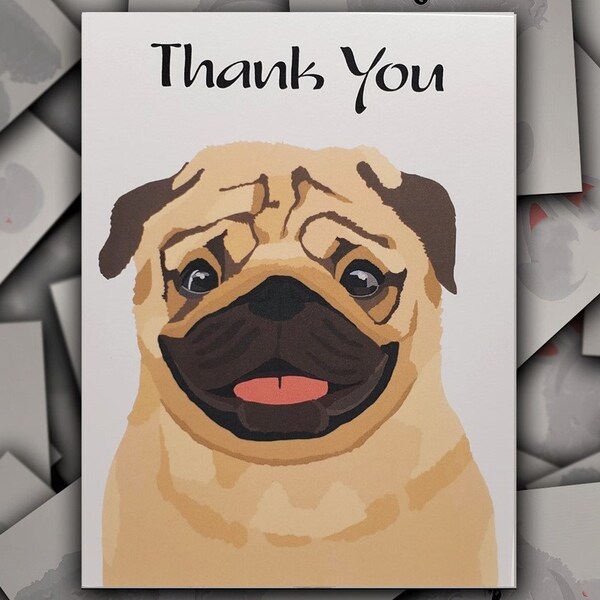 Pug Thank You Card - Etsy