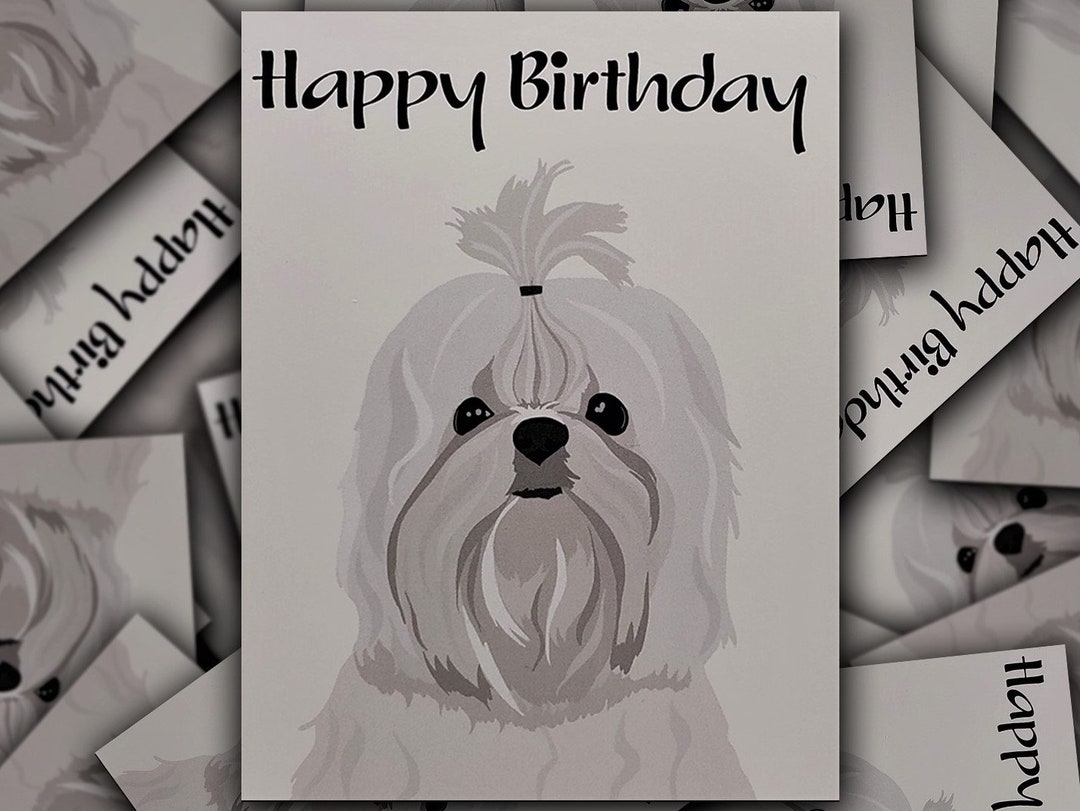 Maltese Birthday Card White Maltese Dog Gift Card Puppy Dog - Etsy