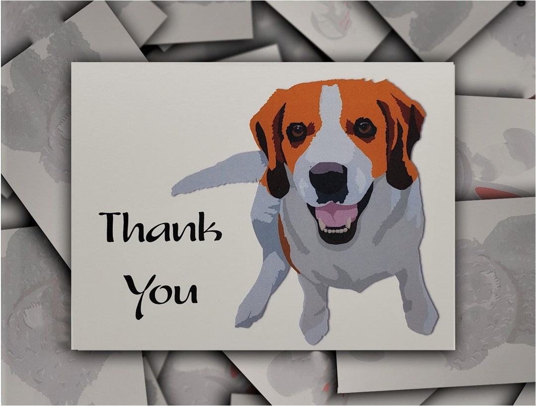 Beagle Thank You Card, Single Card, Beagle Dog Thank You Gift Card ...
