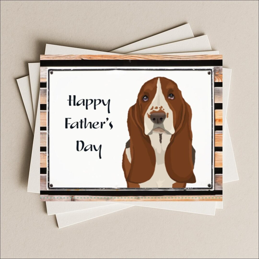 Basset Hound Father's Day Card, Basset Hound Dad Dog Gift Card, Puppy ...