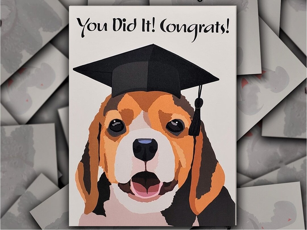 Beagle Congrats on Graduation Card, Beagle Dog Gift Card, Beagle Puppy ...