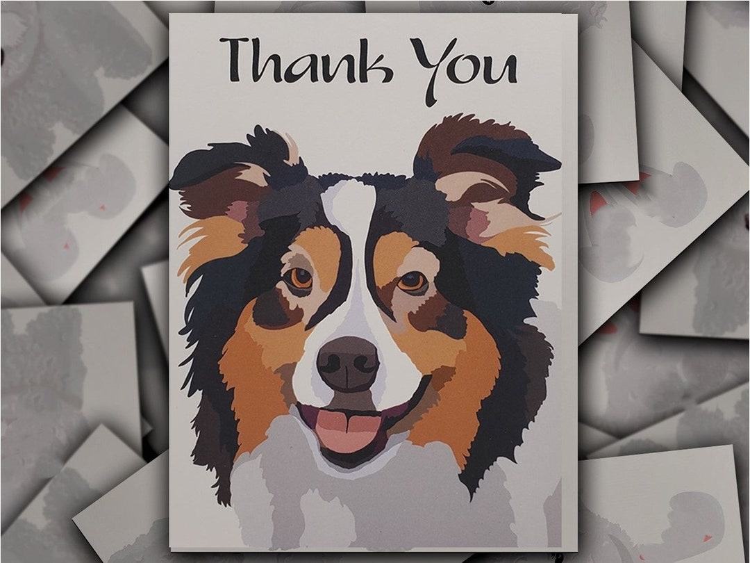 Australian Shepherd Thank You Card, Single Card, Australian Shepherd ...