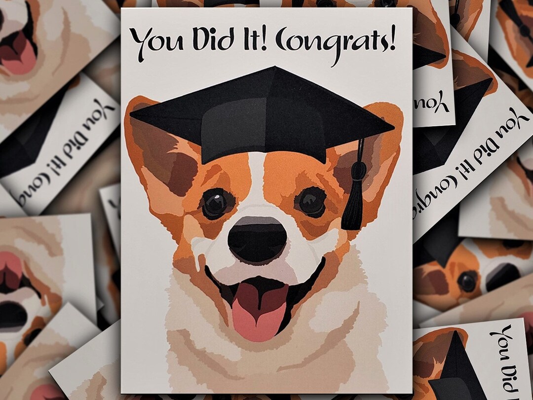 Pembroke Welsh Corgi Congrats on Graduation Card Red White - Etsy