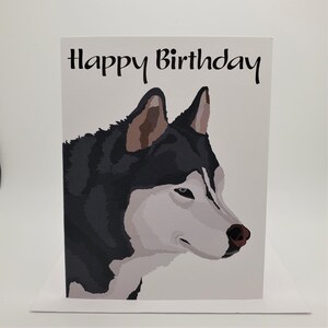 Siberian Husky Birthday Card, Single Card, Siberian Husky Dog Gift Card ...