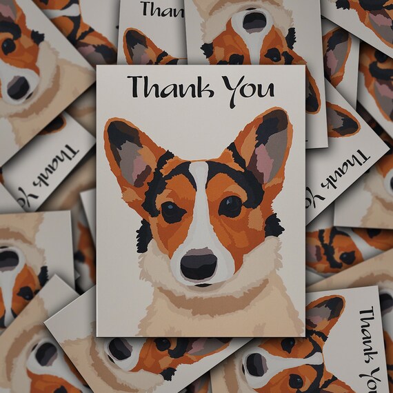 Pembroke Welsh Corgi Thank You Card Single Card Pack of 3 or - Etsy