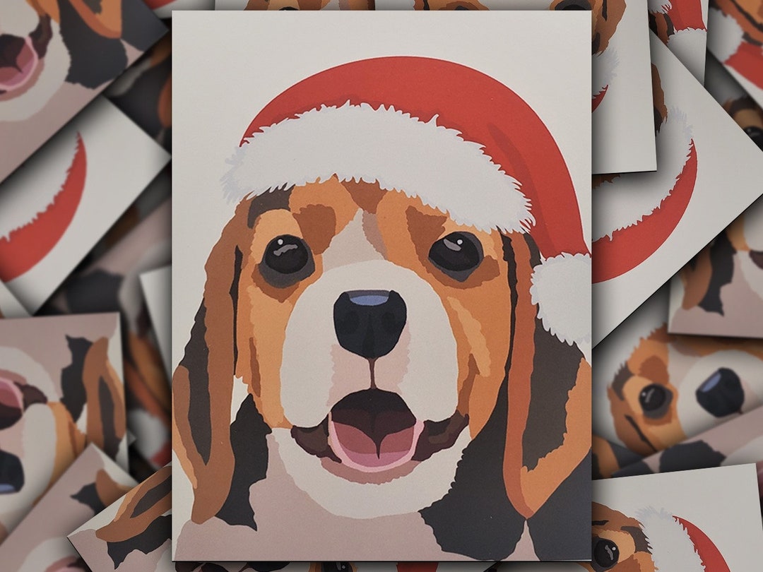 Beagle Santa Card Beagle Christmas Card Beagle Dog Gift - Etsy