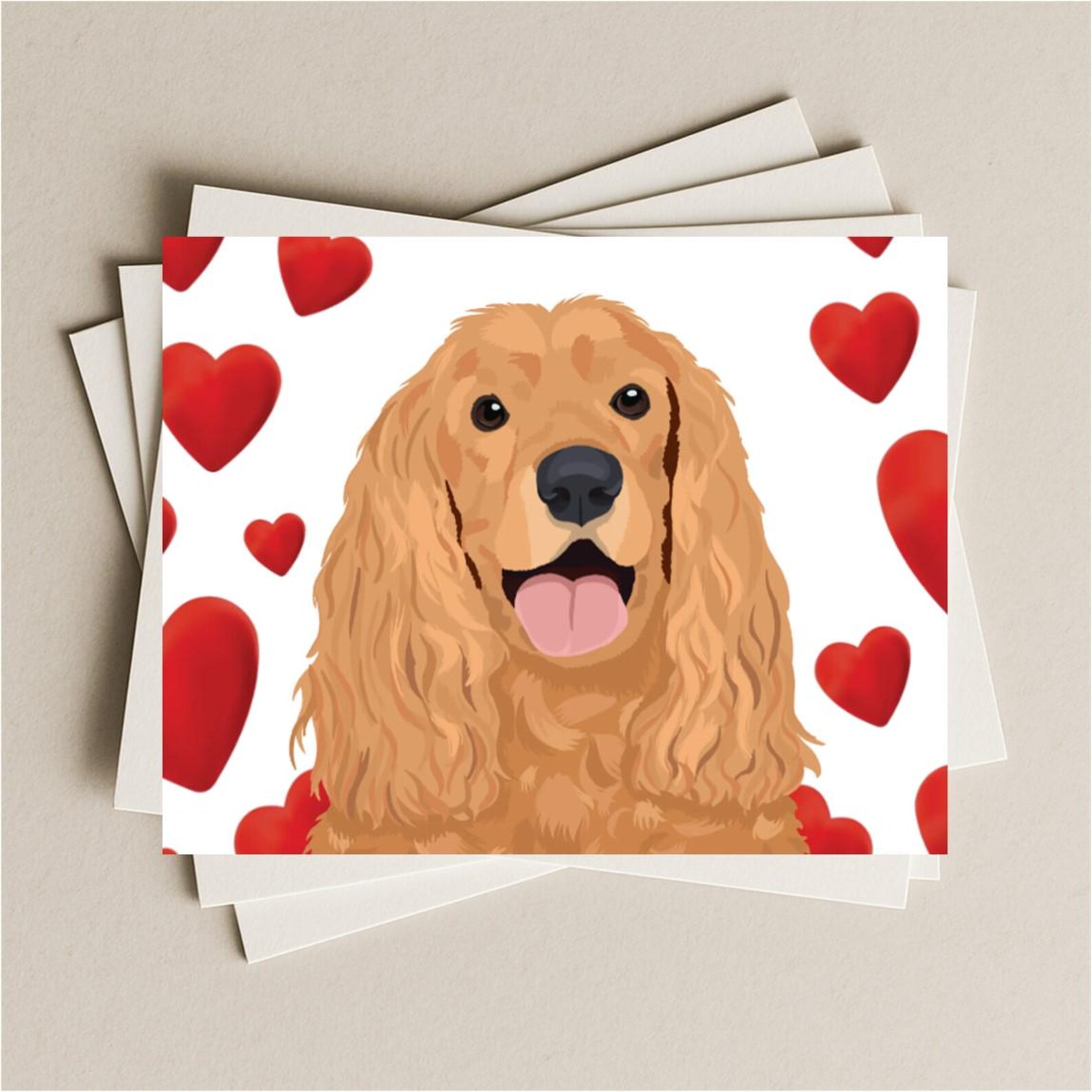 Cocker Spaniel Love Valentine Anniversary Card, Golden Cocker Spaniel ...