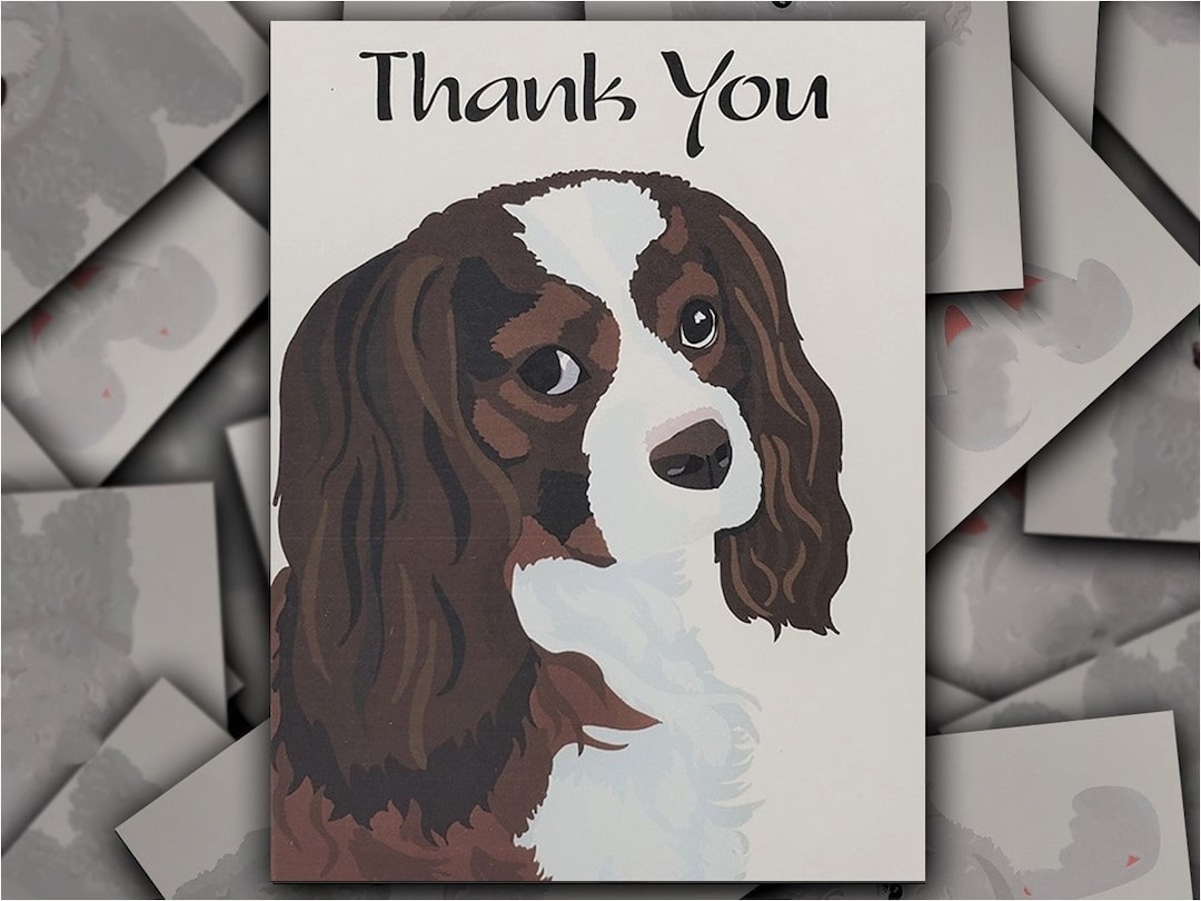 Cavalier King Spaniel Thank You Card, Brown Cavalier King Charles ...