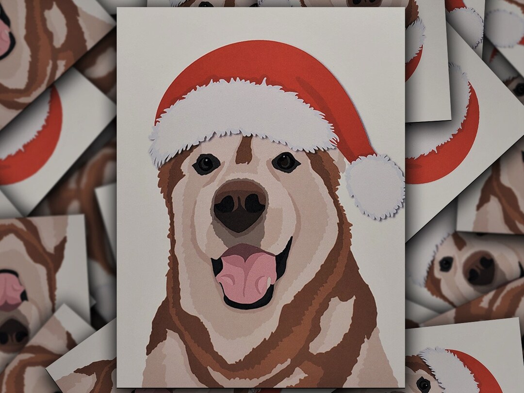 Siberian Husky Santa Card Siberian Husky Christmas Card - Etsy
