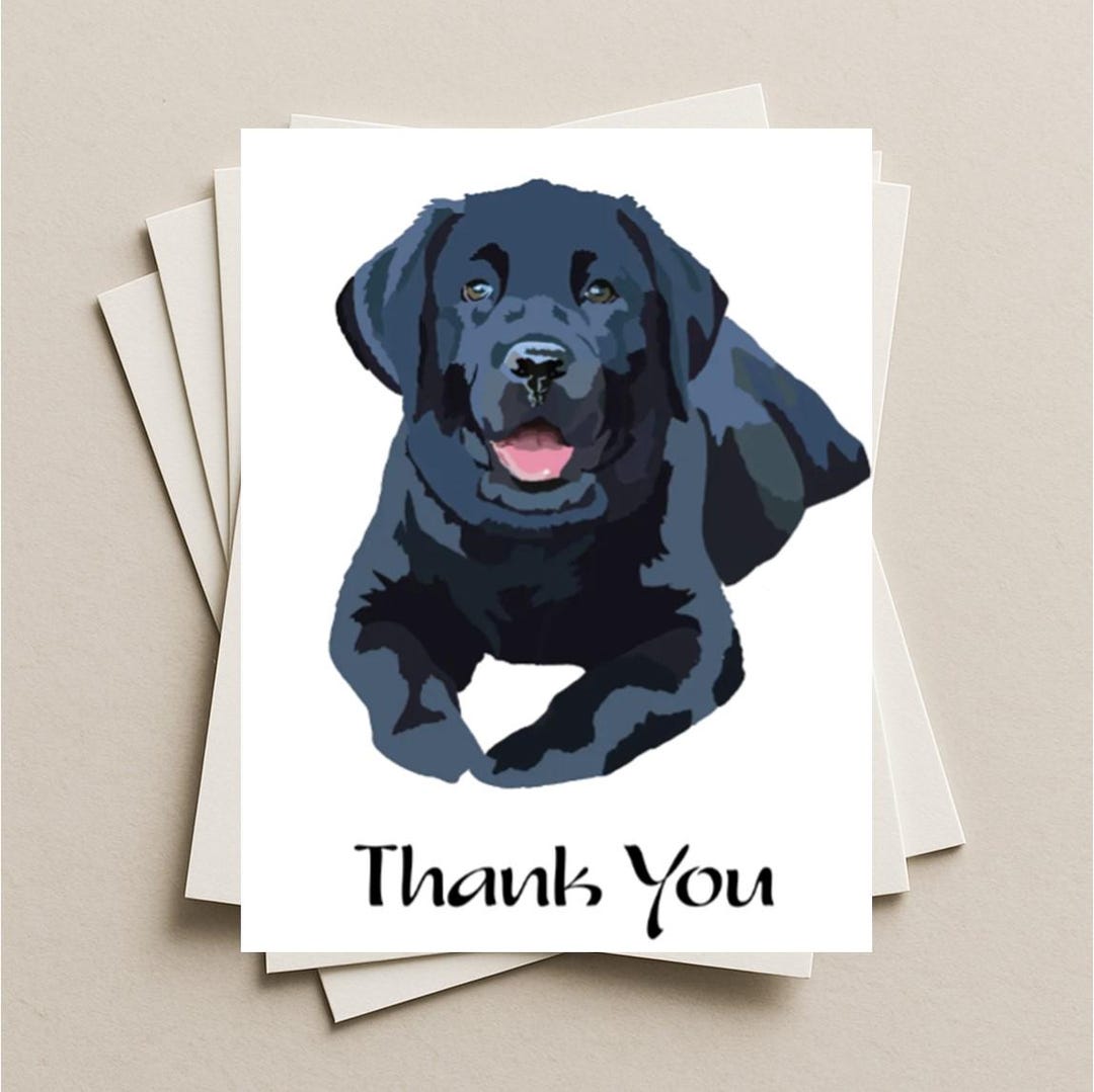 Black Labrador Retriever Thank You Card, Single Card, Black Labrador ...