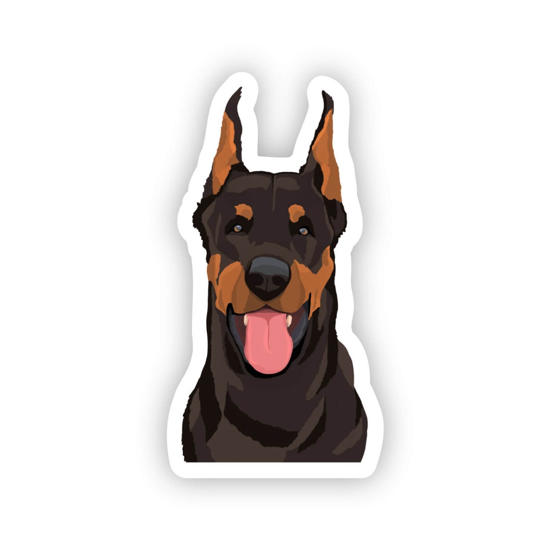Doberman Pinscher Dog Sticker, Die Cut Vinyl, Water Bottle, Laptop ...
