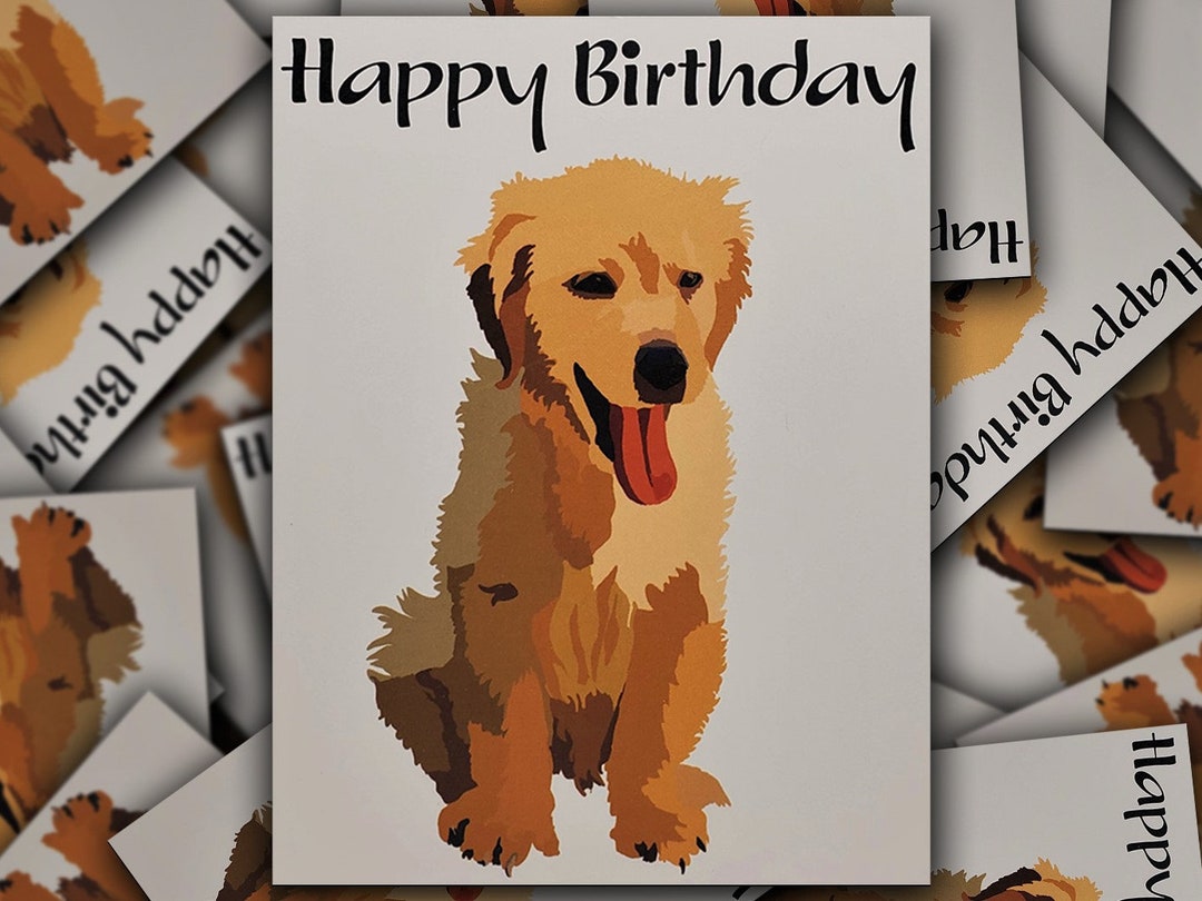 Golden Retriever Birthday Card Golden Retriever Dog Gift - Etsy