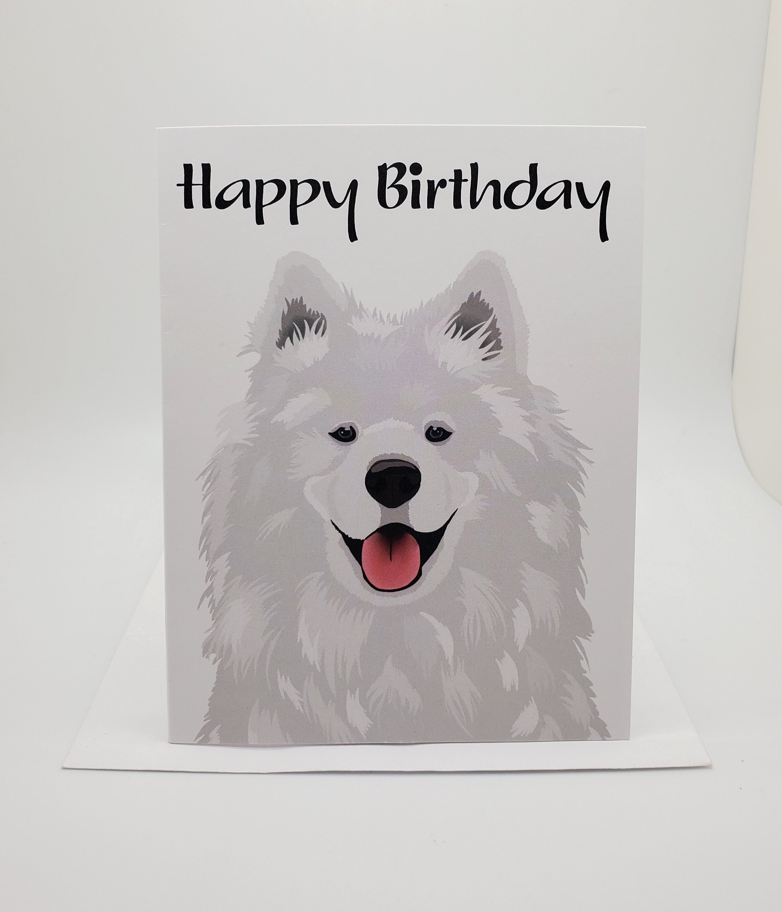 Samoyed Birthday Card, White Samoyed Dog Gift Card, Puppy Dog Blank ...