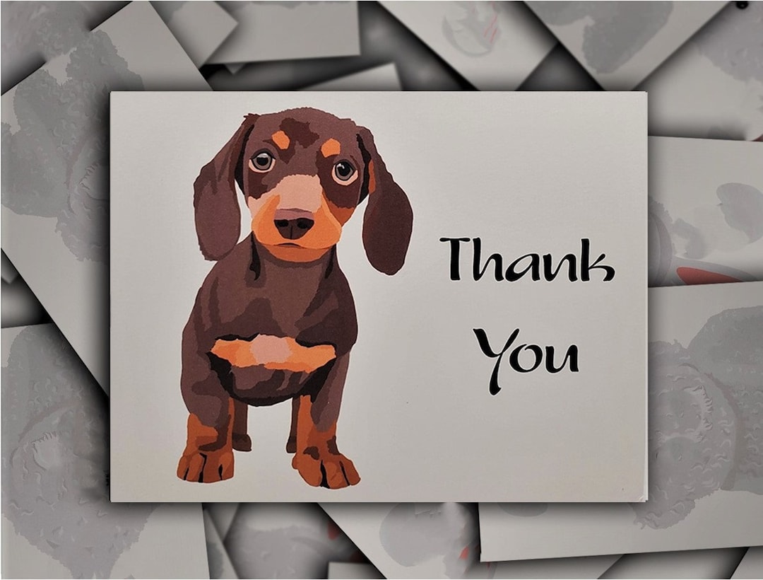 Dachshund Thank You Card, Doxie Dachshund Hot Dog Thank You Gift Card ...