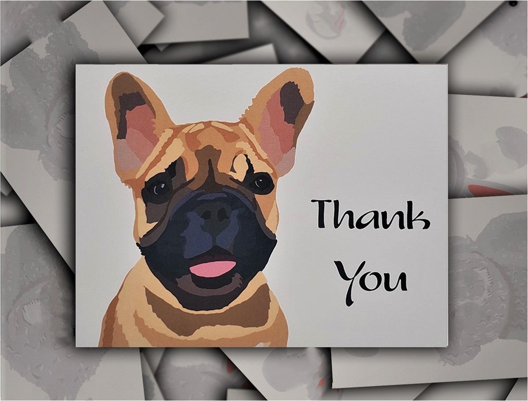 French Bulldog Thank You Card, Single Card, Frenchie Bulldog Dog Gift ...